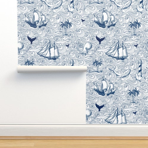 Nautical Wallpaper Custom Rococo Vintage by Ceanirminger - Etsy