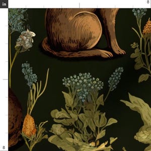 Medieval Rabbit Fabric Year of the Rabbit by Nickleen Woodland Bunny ...