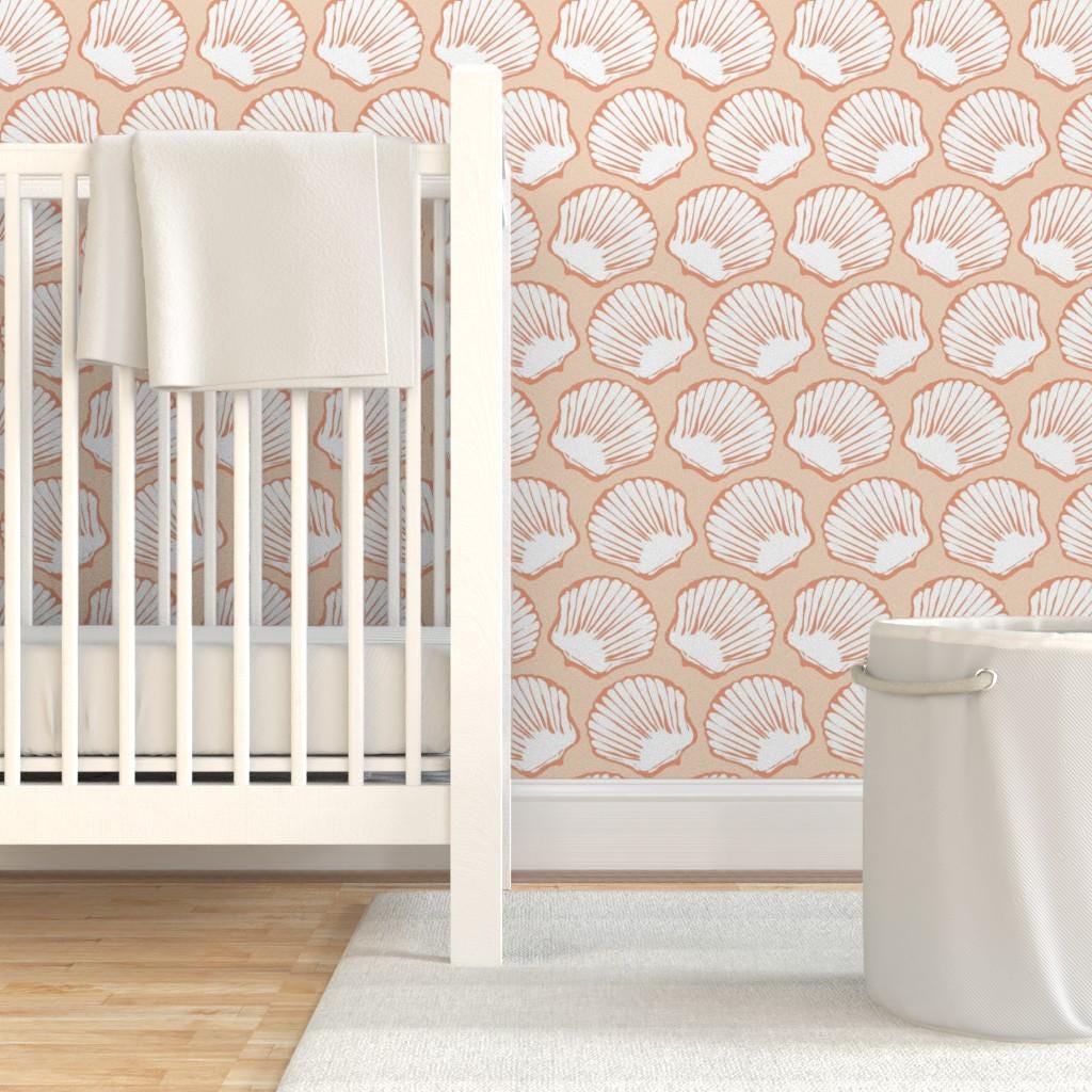 Coastal Removable Peel and Stick Wallpaper - Beach Shells Seashells ...