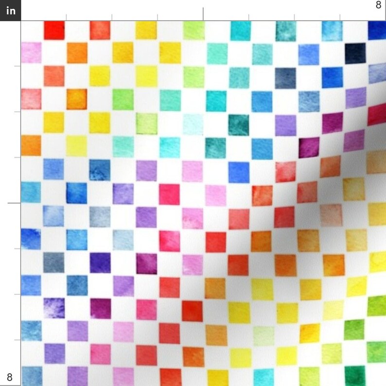 Rainbow Fabric Rainbow Grid by Emmaallardsmith Rainbow | Etsy