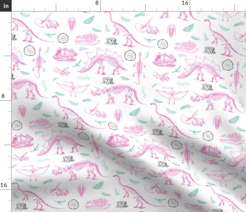 Pink Dinosaur Fabric Dino Life Girls by Shopcabin Nursery - Etsy Canada