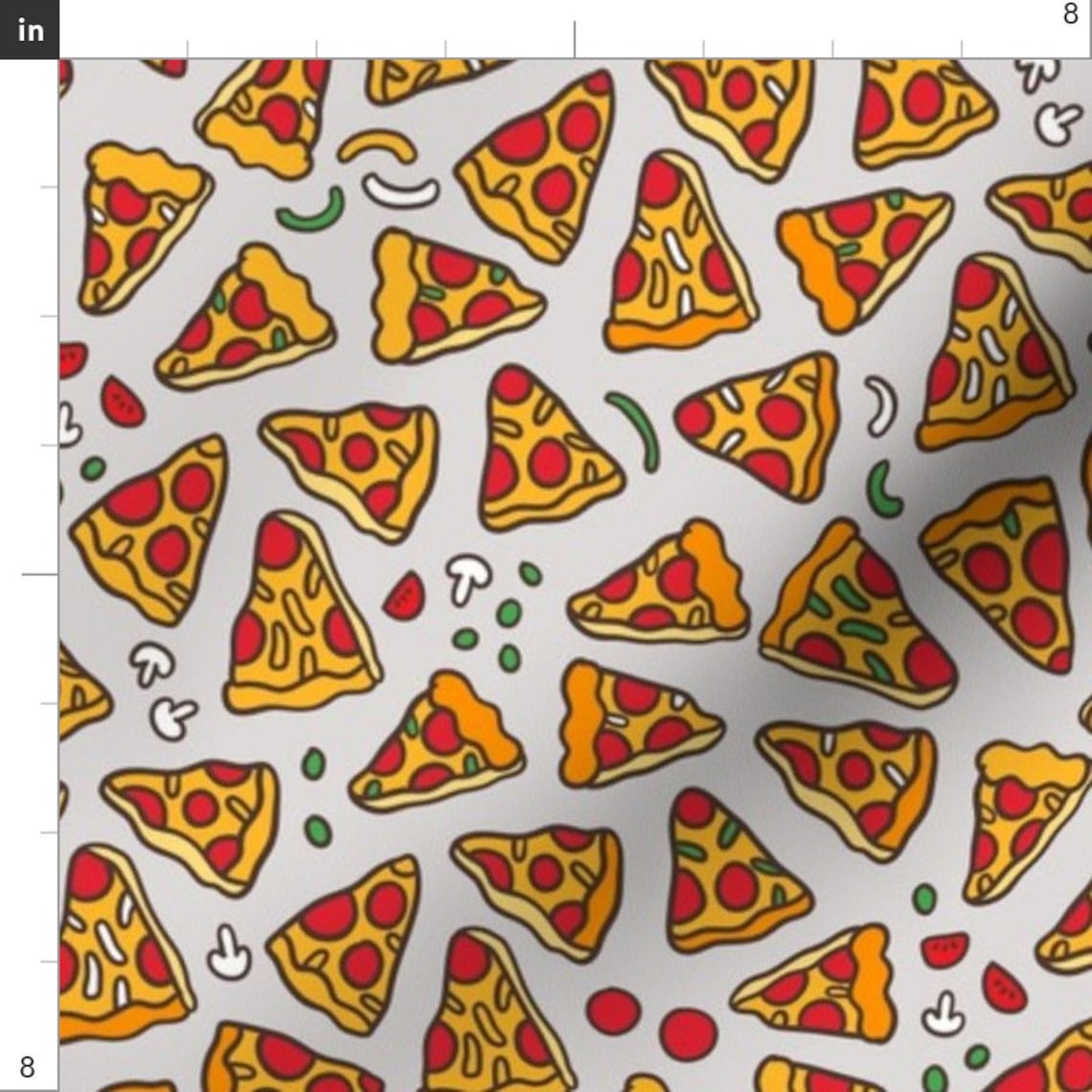 Pizza Fabric Funny Pizza Pattern. Cartoon Italian Food - Etsy