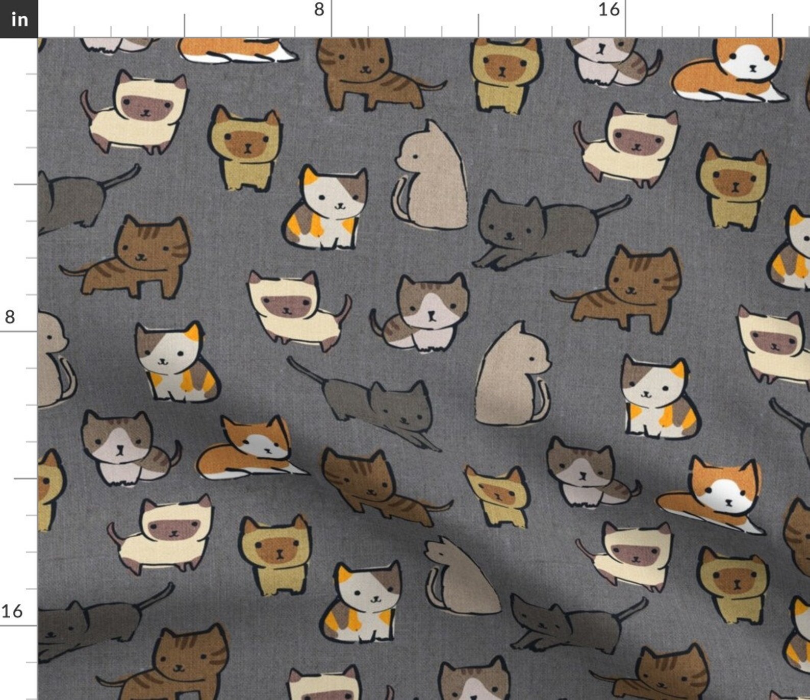 Cats Brown Cats Illustration Fabric Cats by Ceciliamok Cats Brown ...