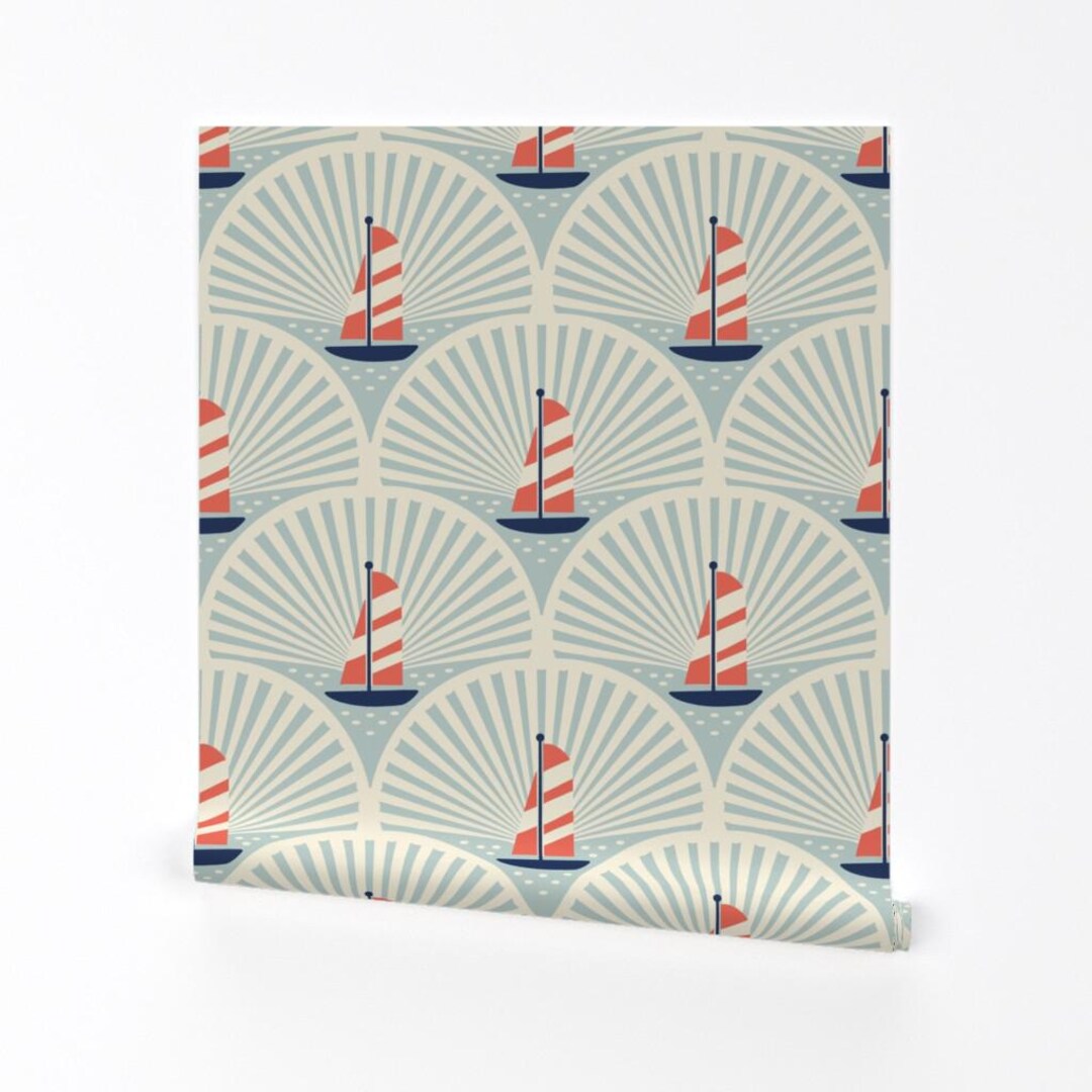 Boho Sailboat Removable Peel and Stick Wallpaper - Nautical Lake ...