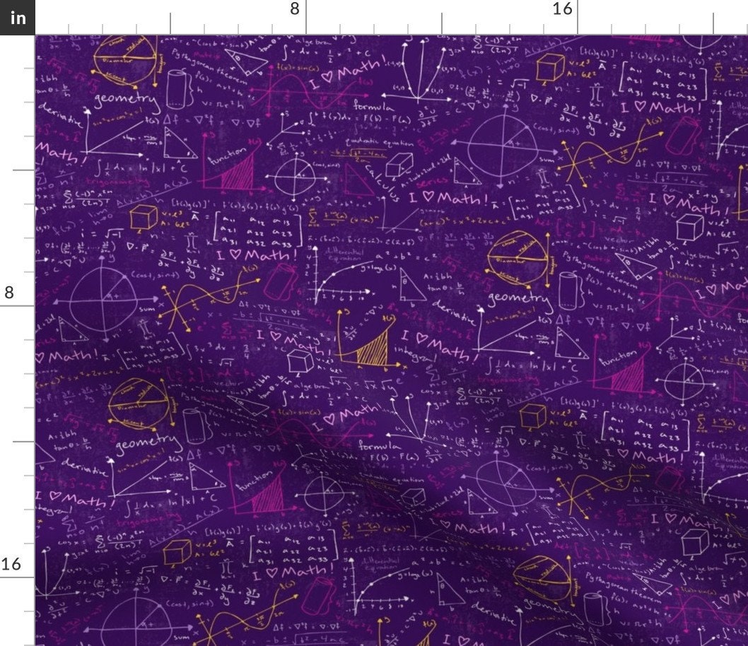 Math Fabric Math Lessons purple by Robyriker Math - Etsy