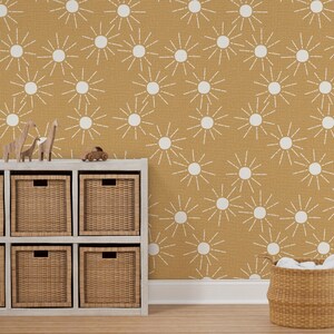 Minimalist Wallpaper Scattered Suns by Erin Kendal Mustard Nursery ...