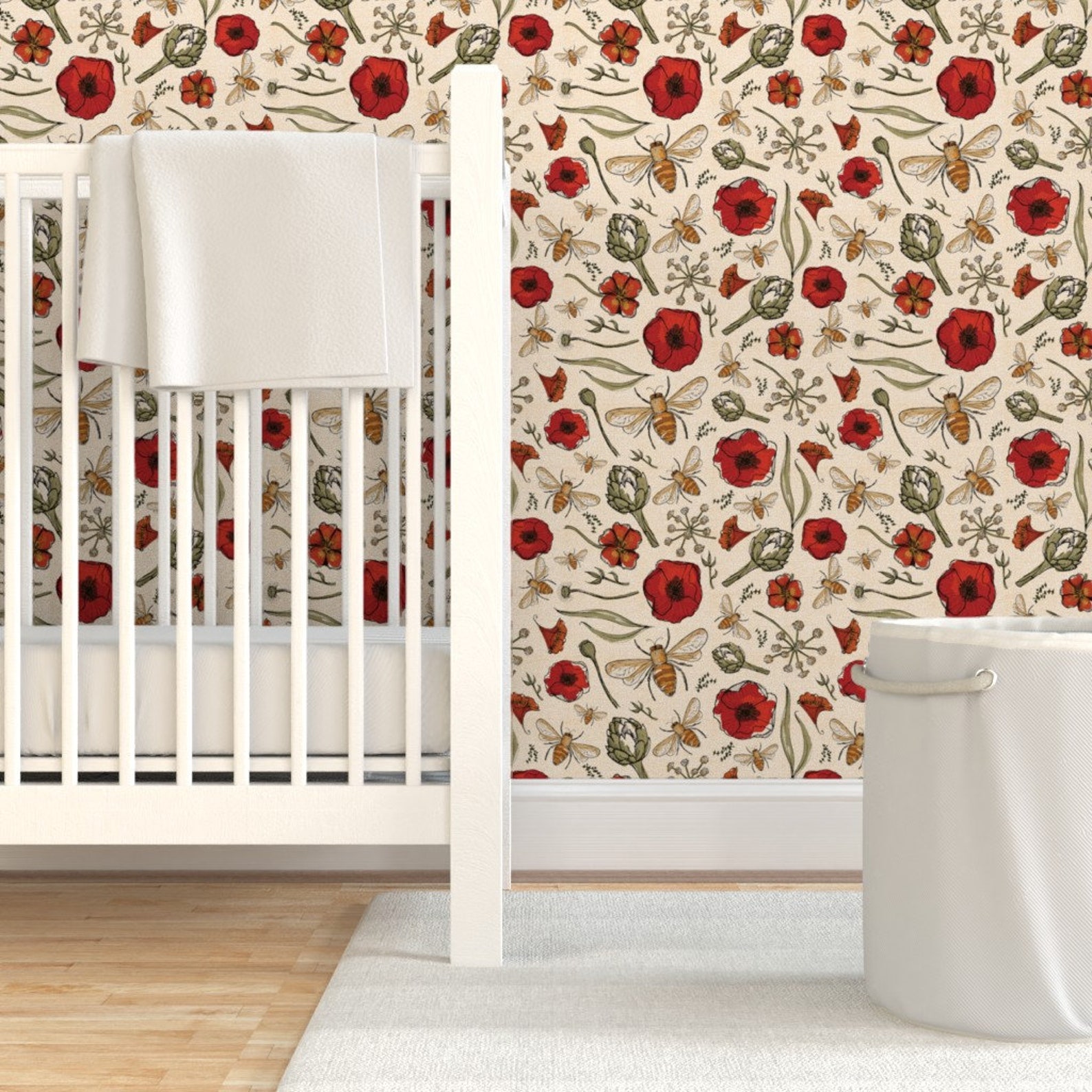 Kitchen Floral Wallpaper the Art of Bee Keeping by - Etsy