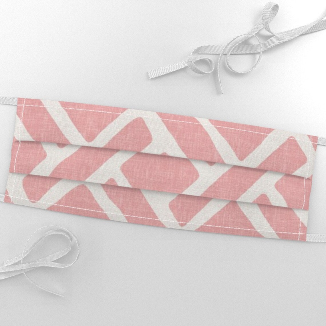 Pink Geometric Fabric Savannah // Soft Coral by - Etsy