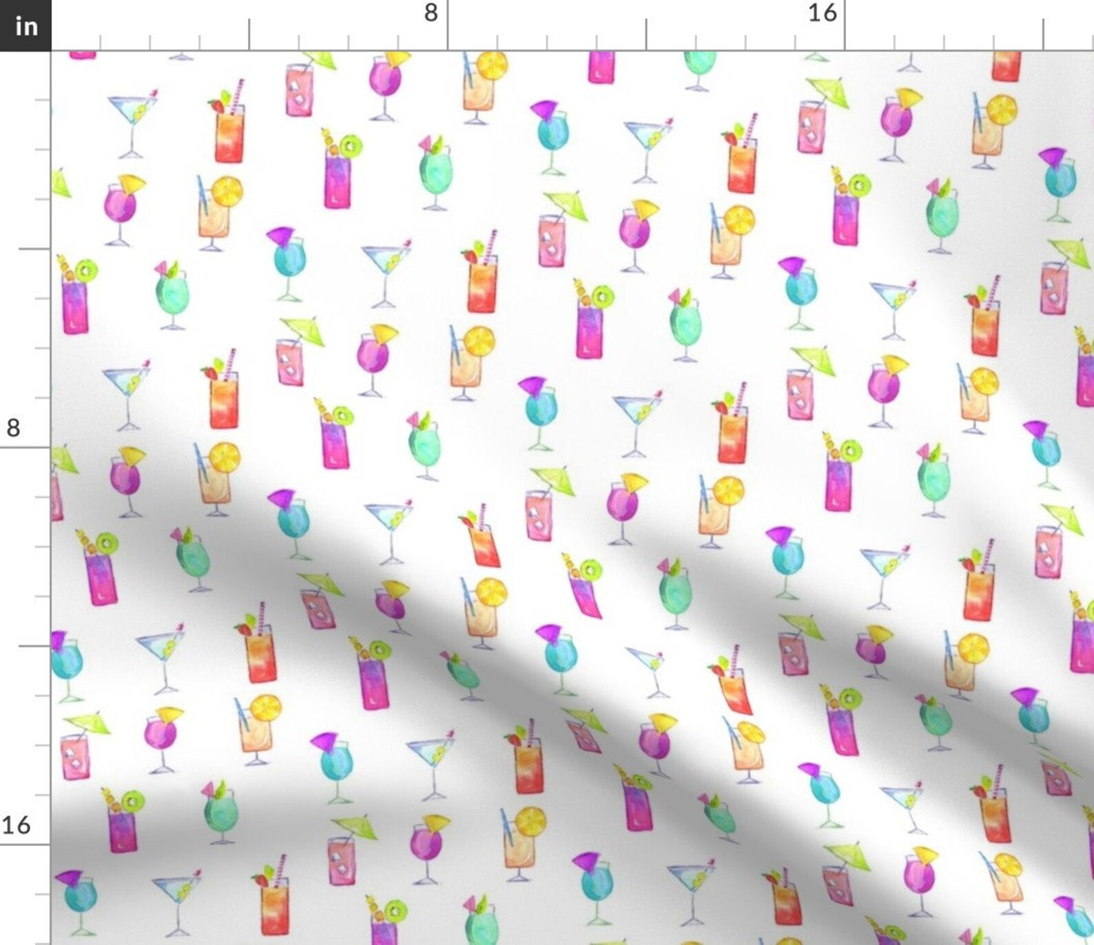 Watercolor Cocktail Drinks Fabric Cocktails by Erinanne - Etsy