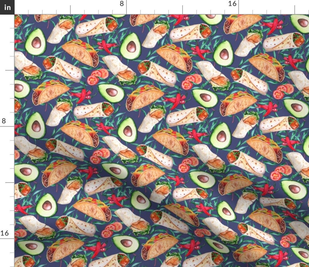 Taco and Burritos Fabric Mexican Cuisine by Pixiesandlynn Mexican Food ...