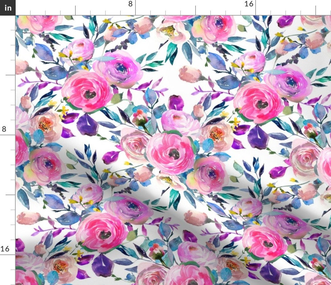 Pink Watercolor Flower Fabric Pattern-2 by Snugglyjacks - Etsy