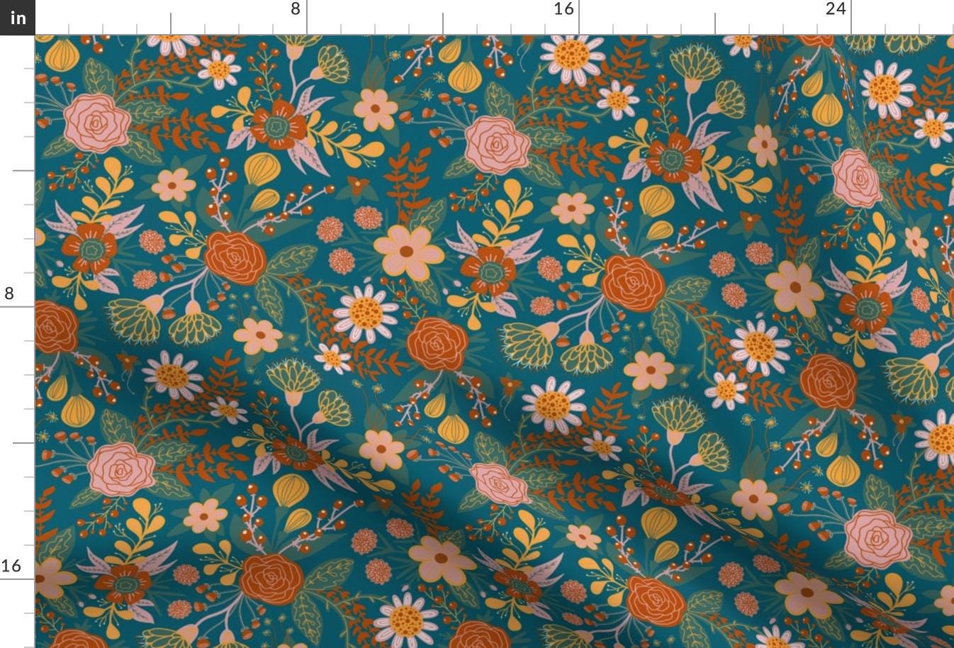 Whimsical Small Floral Fabric - Whimsical Floral by New Branch Studio ...