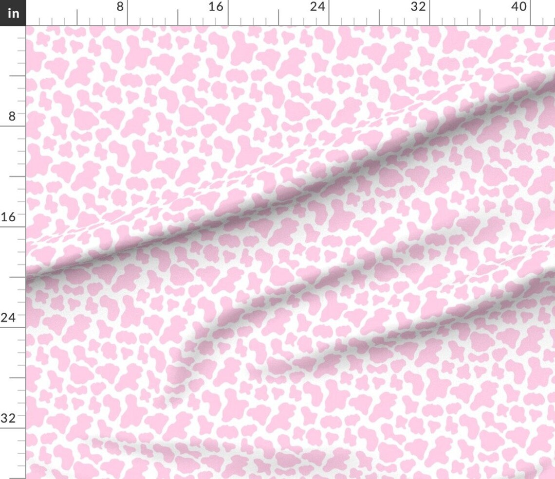 Pink Cow Spots Fabric Small Pink Cow Print Strawberry 90s - Etsy