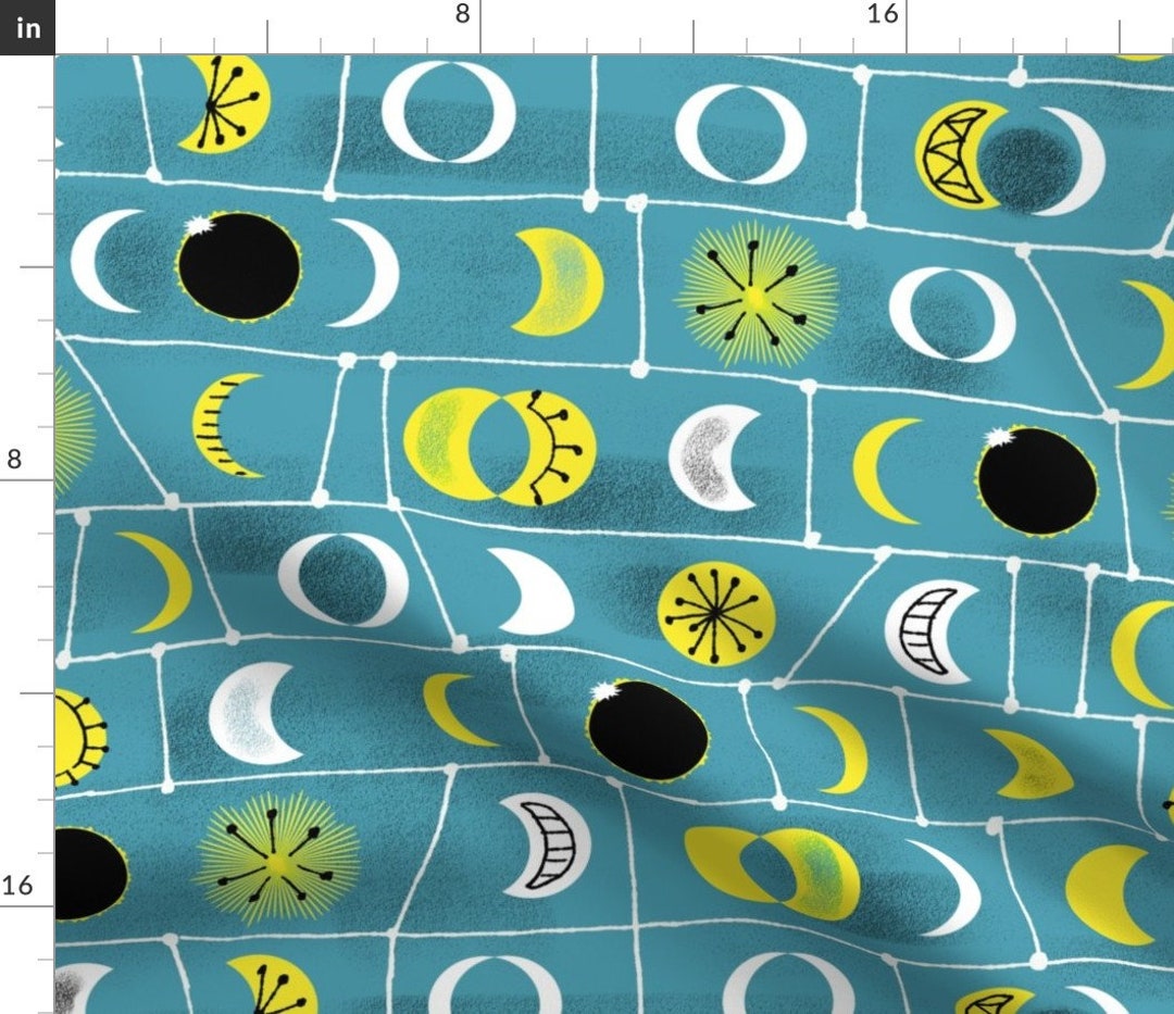Eclipse Fabric Eclipse Mid Century Style by Vinpauld Blue - Etsy