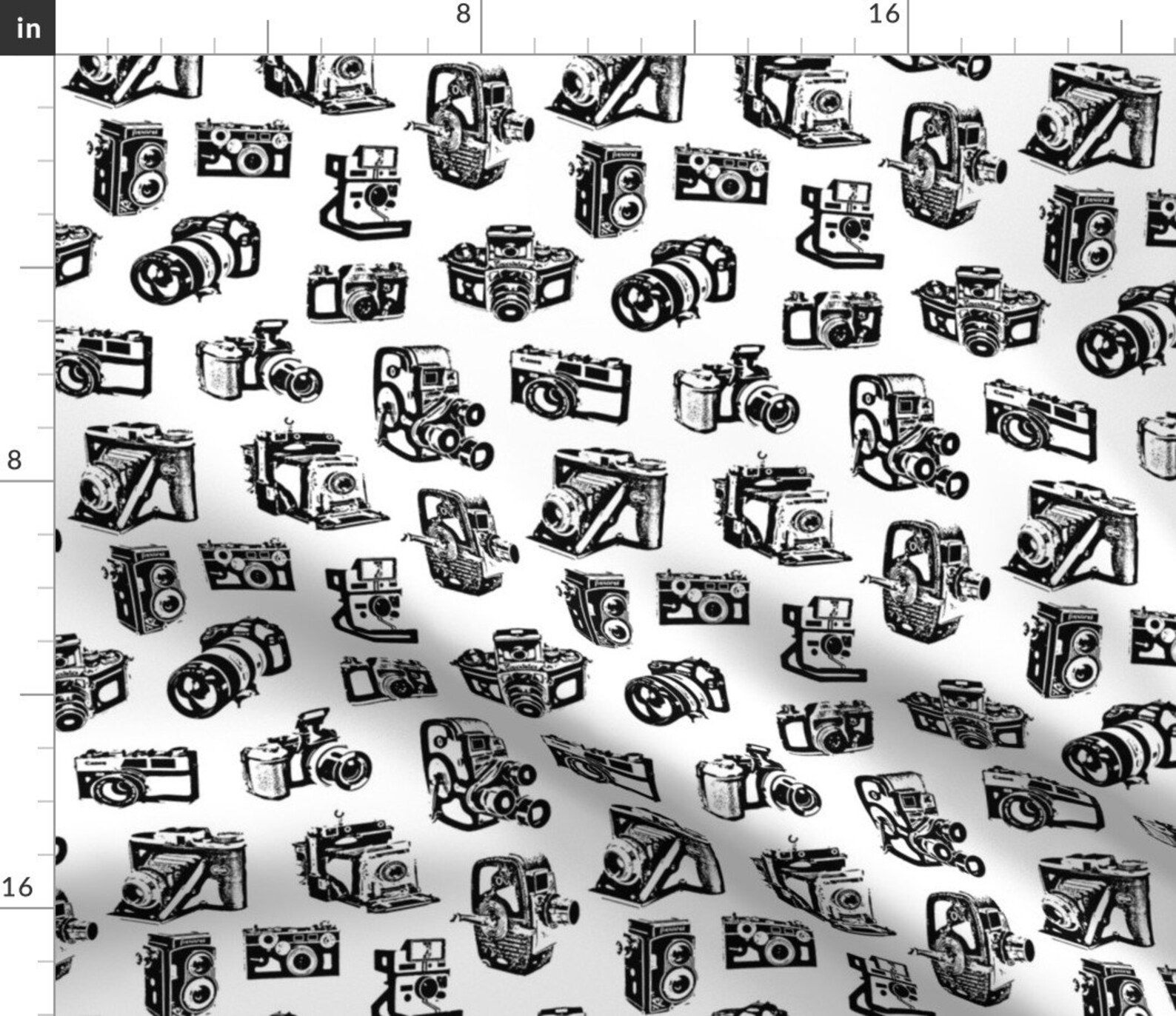 Cameras Fabric Stylized Vintage Cameras by Thin Line - Etsy