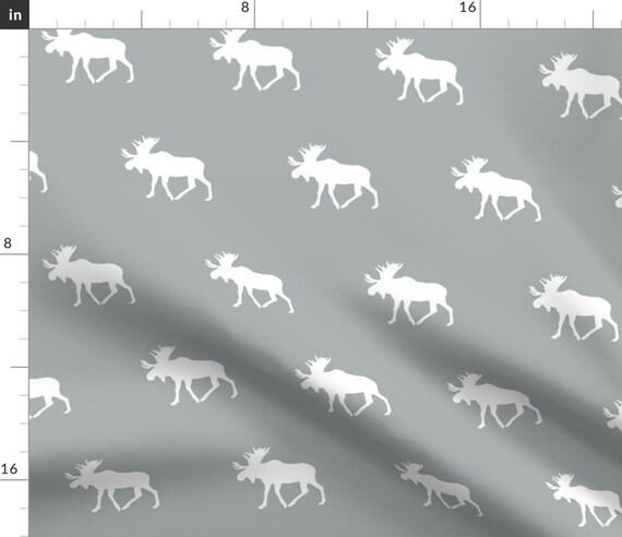 Moose Fabric Moose / Grey Custom Fabric by Little Arrow | Etsy