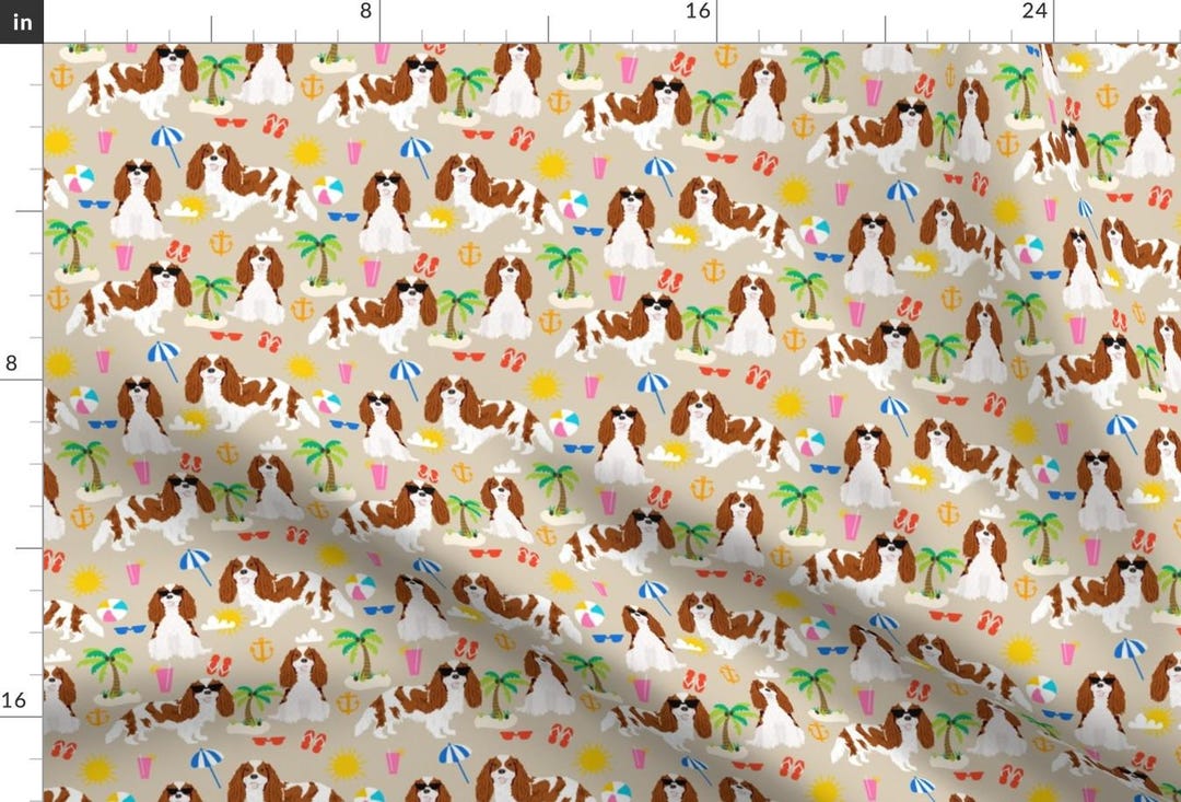 Cavalier Fabric - Cavalier King Charles Spaniel Beach Blenheim Cavalier ...