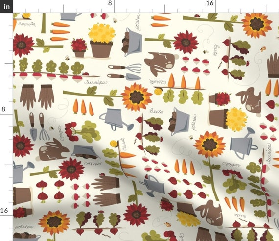 Gardening Roots Fabric Root Veggies and More 1 by - Etsy