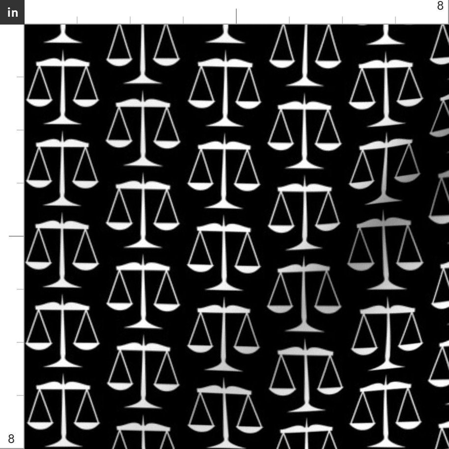 Scales Fabric White Scales of Justice on Black by | Etsy