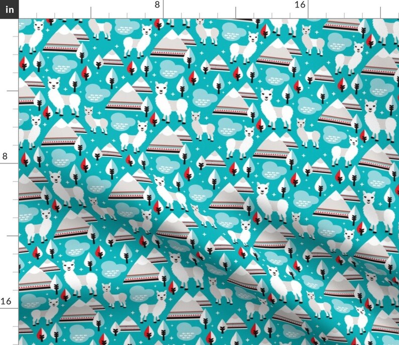Lama Fabric Lama Alpaca Woodland Winter Aztec Patagonia - Etsy