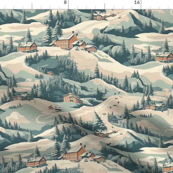 Winter Scene Fabric - Etsy