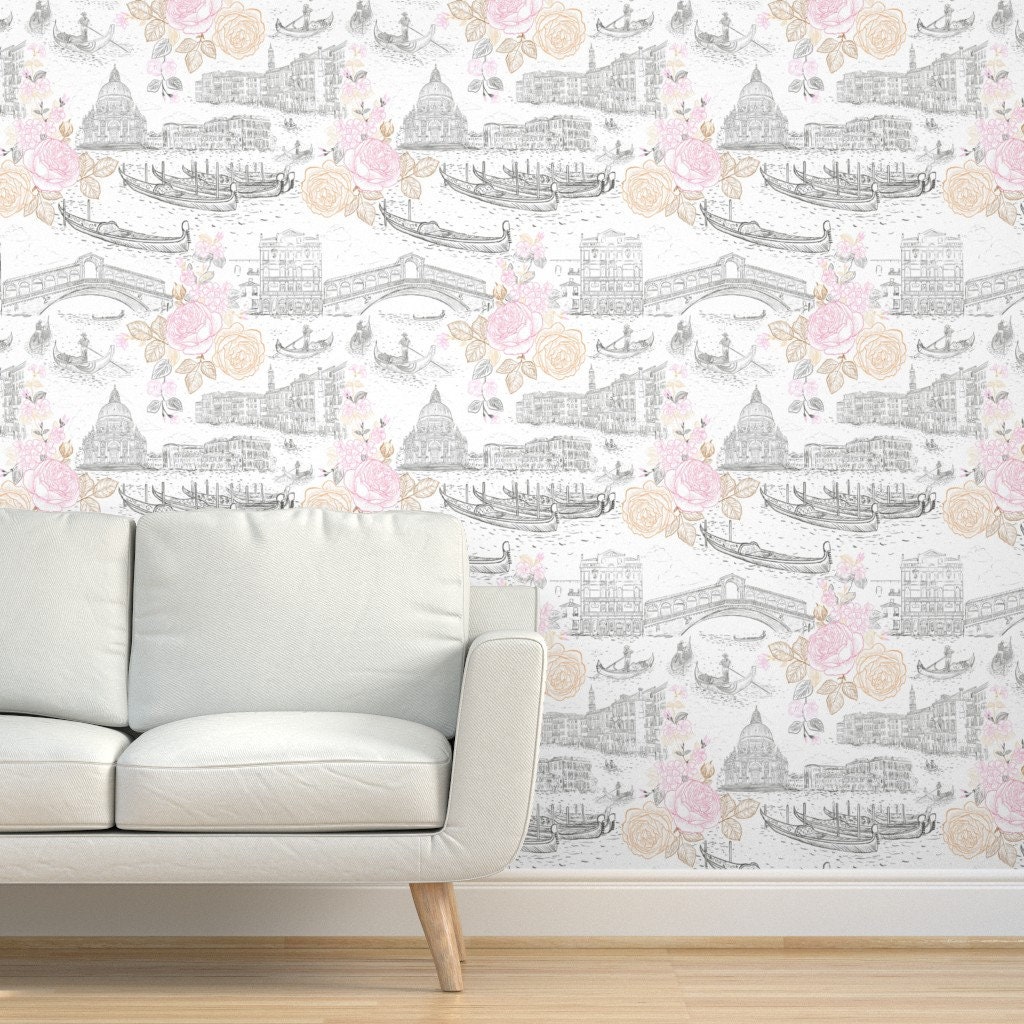 Venice Toile Wallpaper Toile De Venezia by Helenpdesigns | Etsy