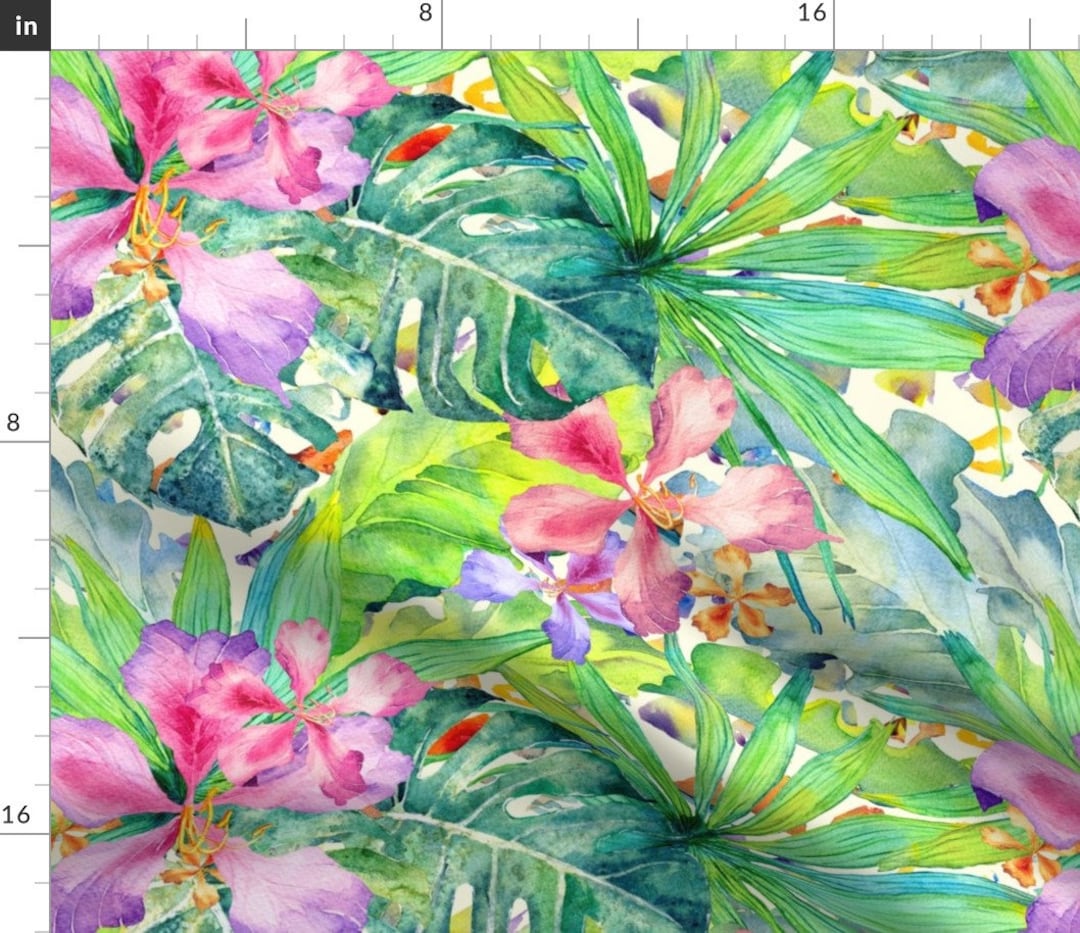 Watercolor Tropical Fabric Emerald Tropic Forest by Exotic_vector ...