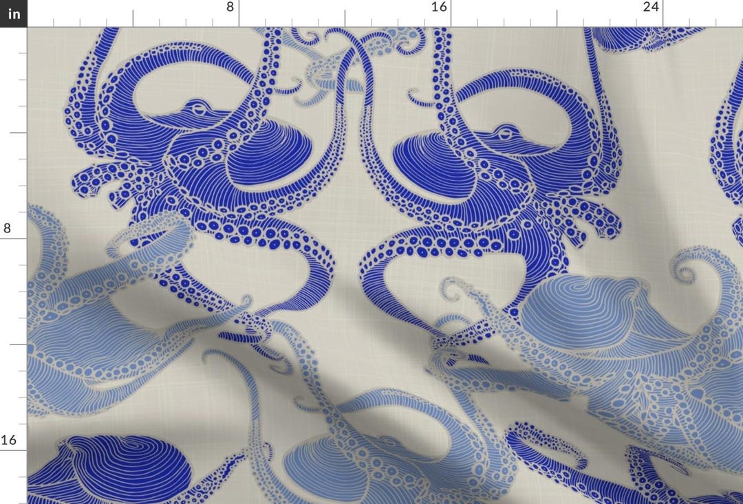 Octopus Fabric - Cephalopod - Octopi Mediterranean by Patricia Braune ...