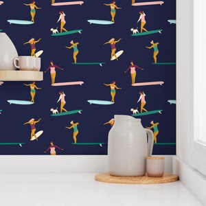 Surfing Wallpaper Soul Surfers Dark Blue by Tasiania Women - Etsy