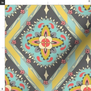 Boho Tile Decor Fabric Bohemian Tile Yellow by - Etsy