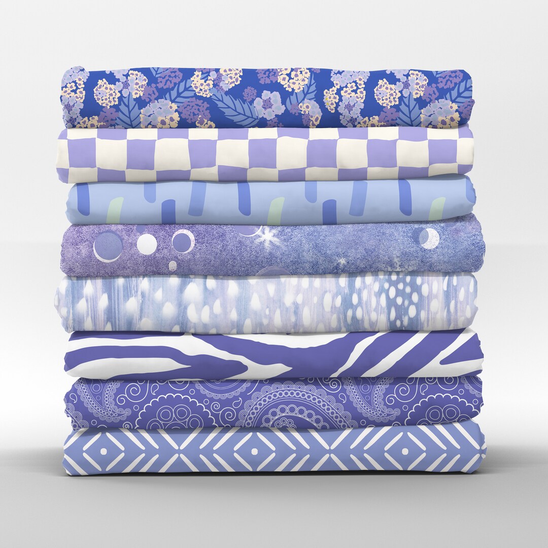 Periwinkle Cotton Fat Quarters - Y2K Bright Pastel Blue Purple ...