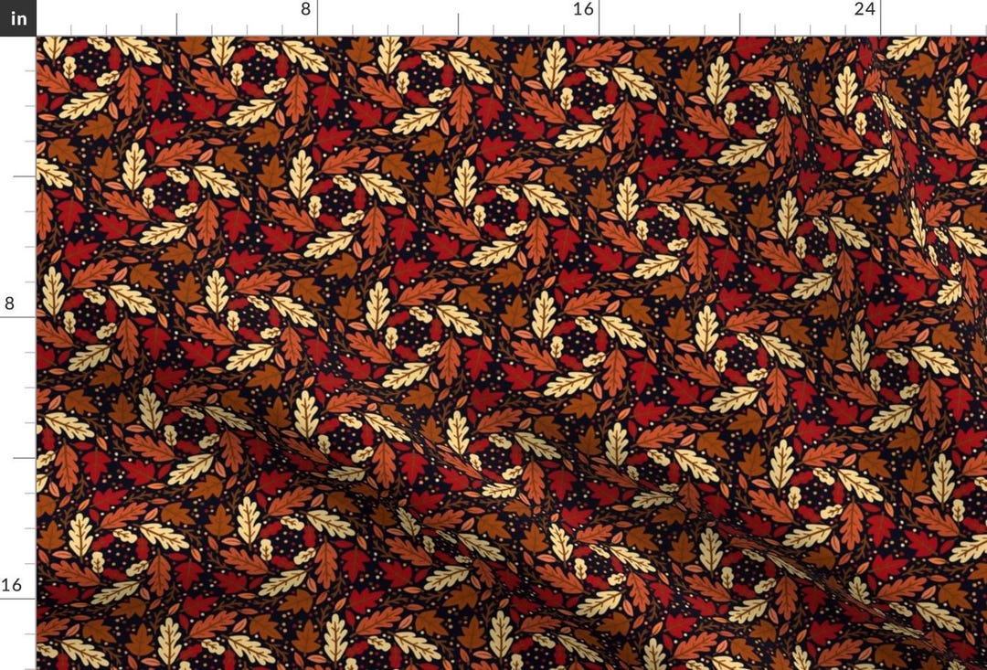 Fall Leaves Fabric - Fall Autumn Leaves by Khaus - Fall Autumn Foliage ...
