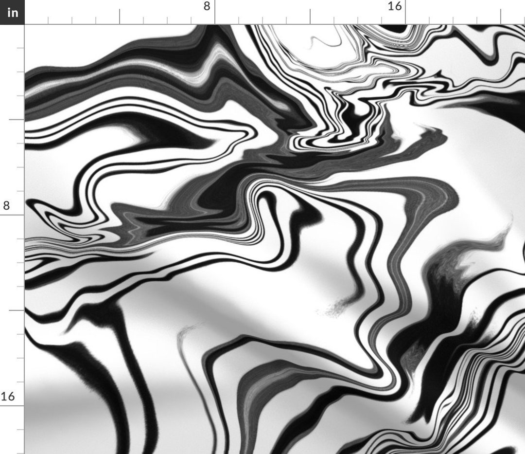 Black and White Marble Fabric Black and White Painterly by ...