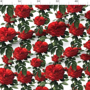 Bold Red Roses Fabric - Roses Riot of Red by Peacoquettedesigns ...