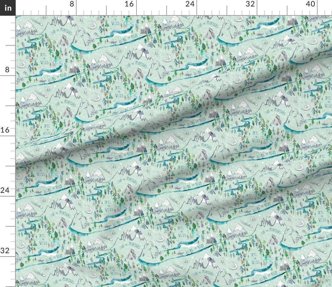 Mountain Adventure Fabric Let's Go Adventuring Sage by | Etsy
