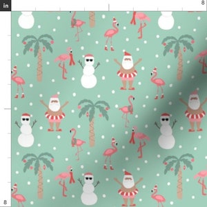Tropical Santa Fabric Santa at the Beach by Hey_cute_design Flamingo ...