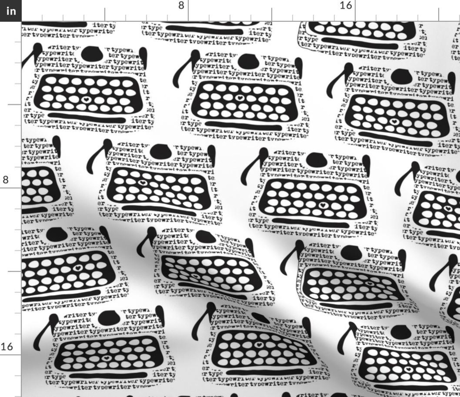 Typewriters Fabric Clickity Clack I Heart Typewritten Words by Vo Aka ...