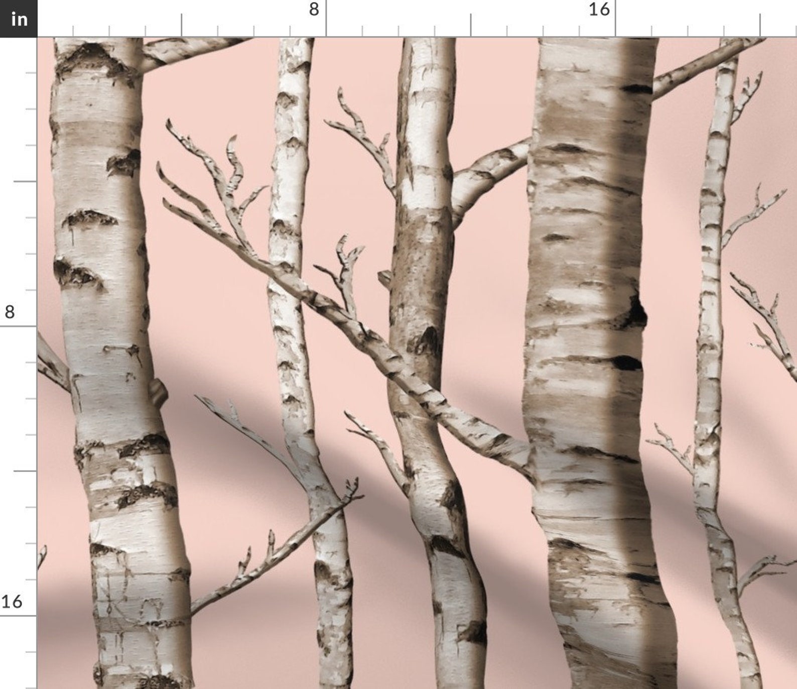 Birch Tree Fabric Birch Grove In Blush By Willowlanetextiles - Etsy España