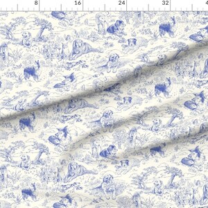 Blue Toile Fabric Country Dogs Toile by Vinpauld Country Style Hand ...