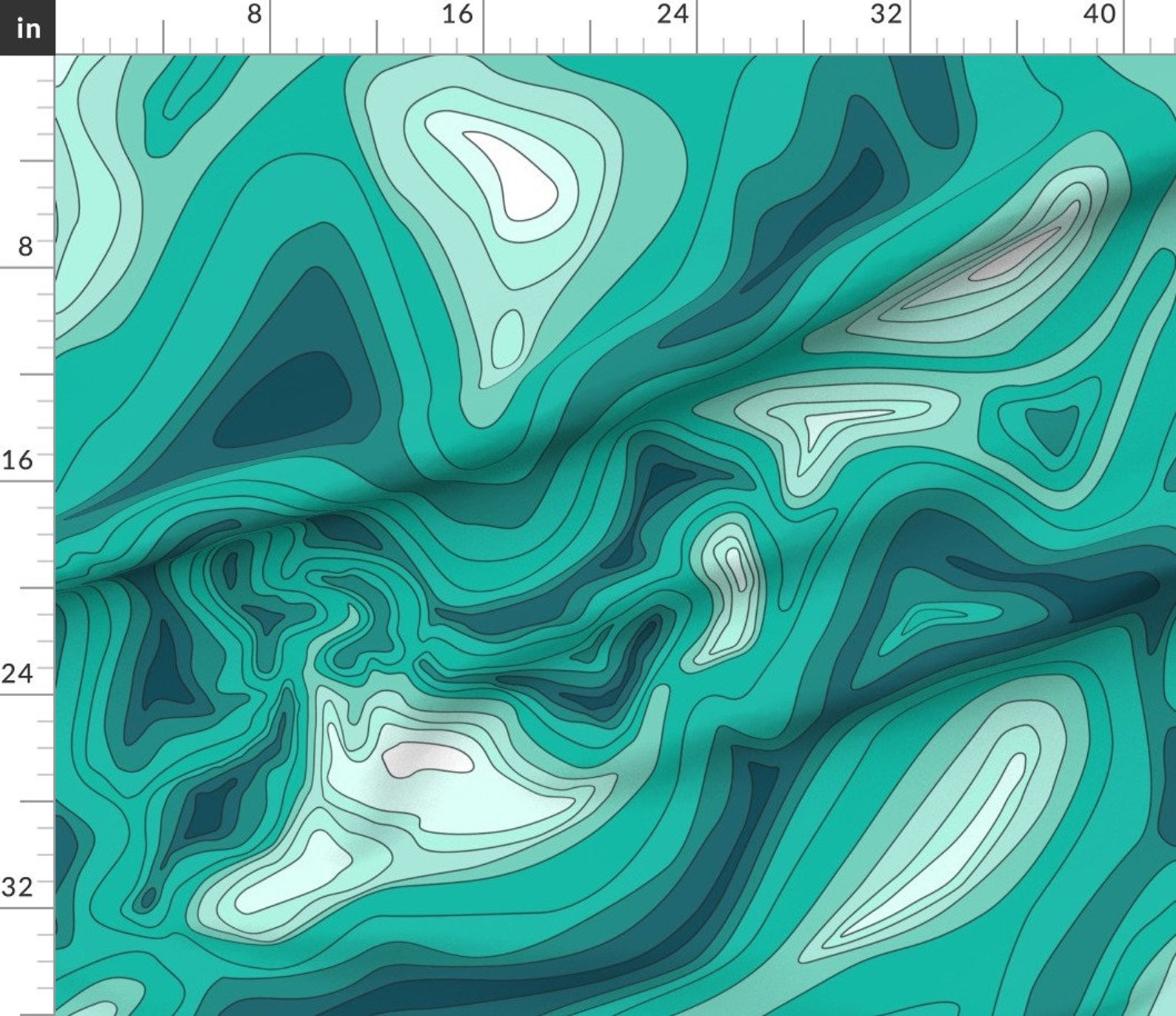 Green Topo Earth Science Fabric Ocean Depth Map by Ravynka | Etsy