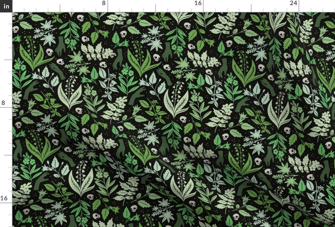Absinthe Fabric - Poisonous Flowers by Anda - Witch Botanical Spells ...