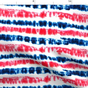 Mottled Stripes Fabric Red and Dark Blue Tie Dyed Stripes by | Etsy