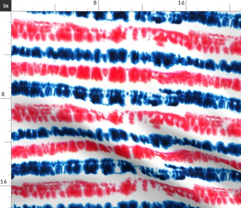 Mottled Stripes Fabric Red and Dark Blue Tie Dyed Stripes by - Etsy