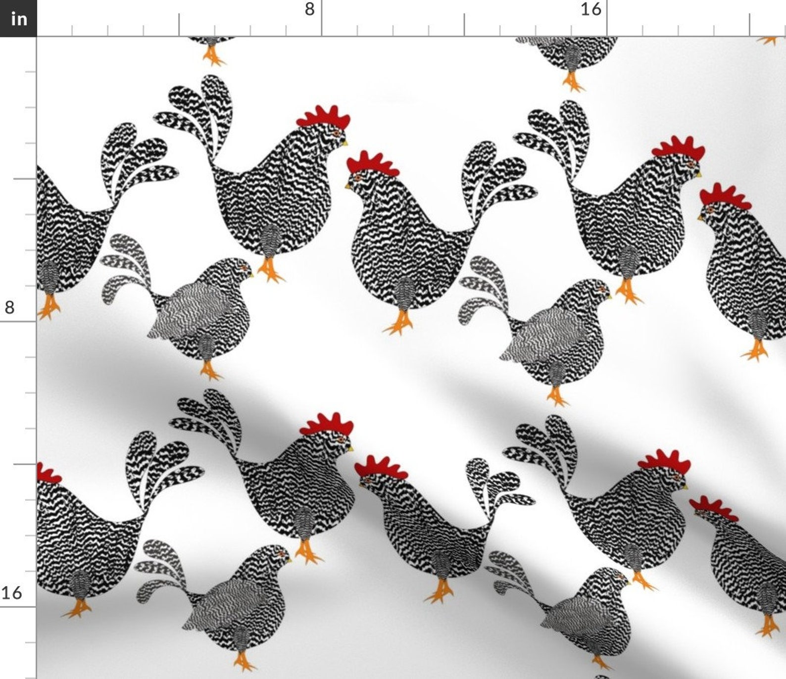 Chicken Rooster Fabric Chick Chick Chickens by - Etsy