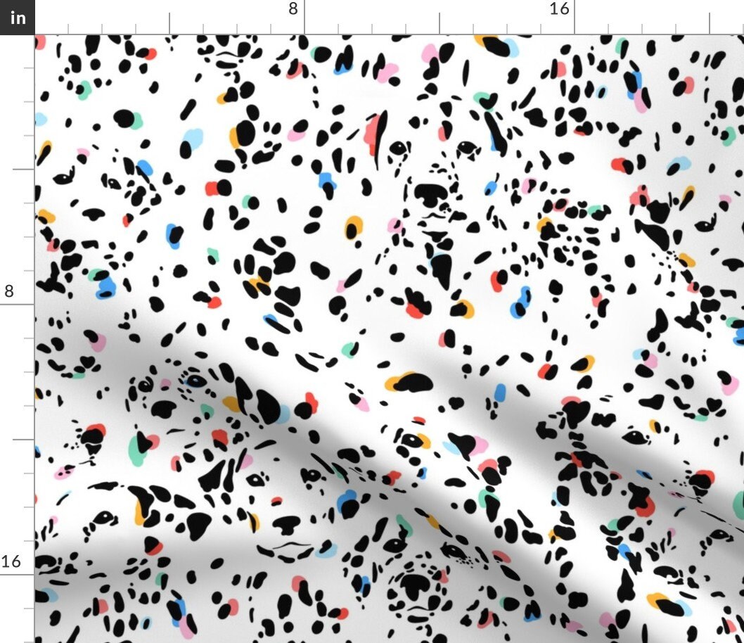 Dog Days Fabric Dalmatians Spotted Large Mono And Color By - Etsy España