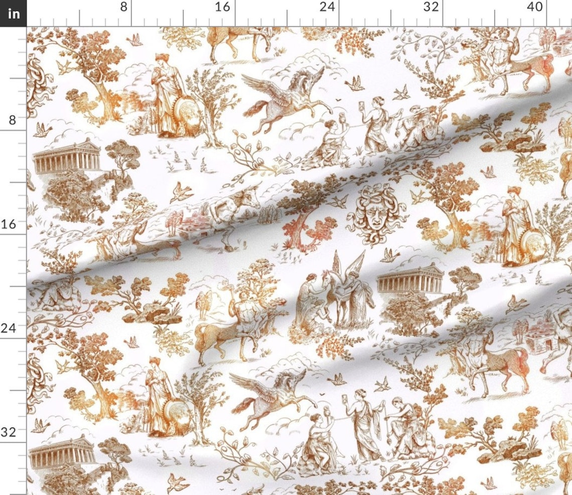 Toile Greek Myth Brown Fabric Greek Myth Toile by Vinpauld - Etsy