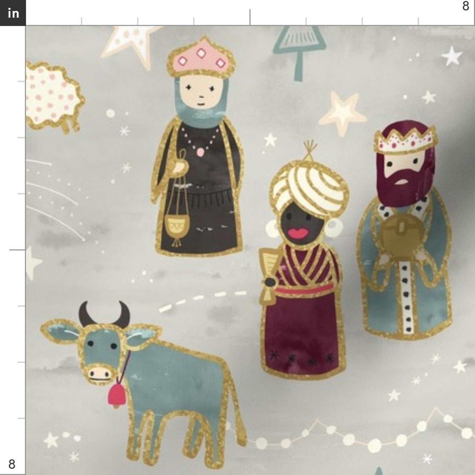 Nativity Scene Fabric Nativity the Birth of Jesus by - Etsy