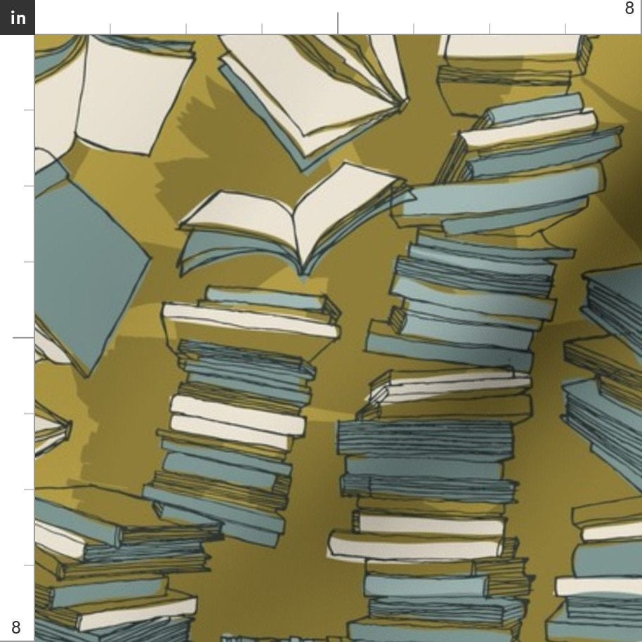 Mod Blue Library Fabric Take Flight by Mariaspeyer Modern | Etsy