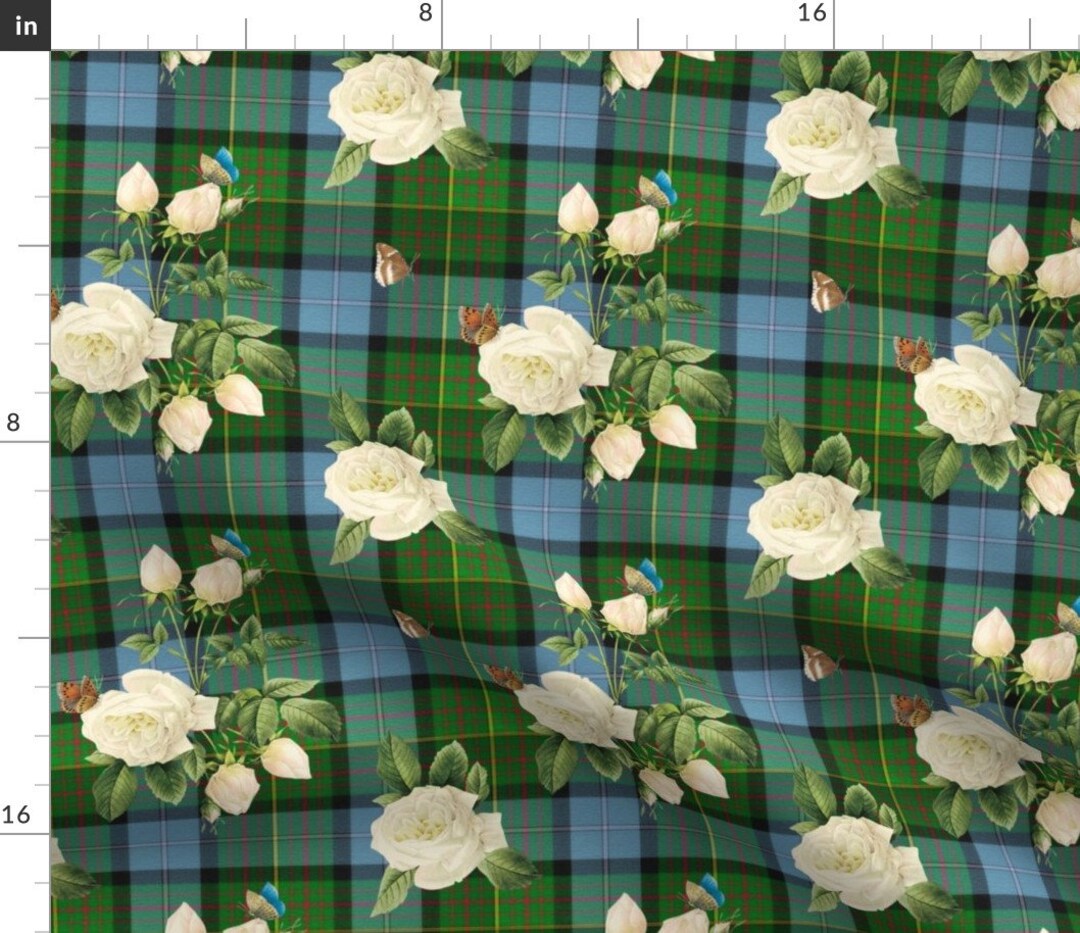 Tartan Rose Fabric Caledonian Floral Tartan by Lilyoake Scottish Plaid ...