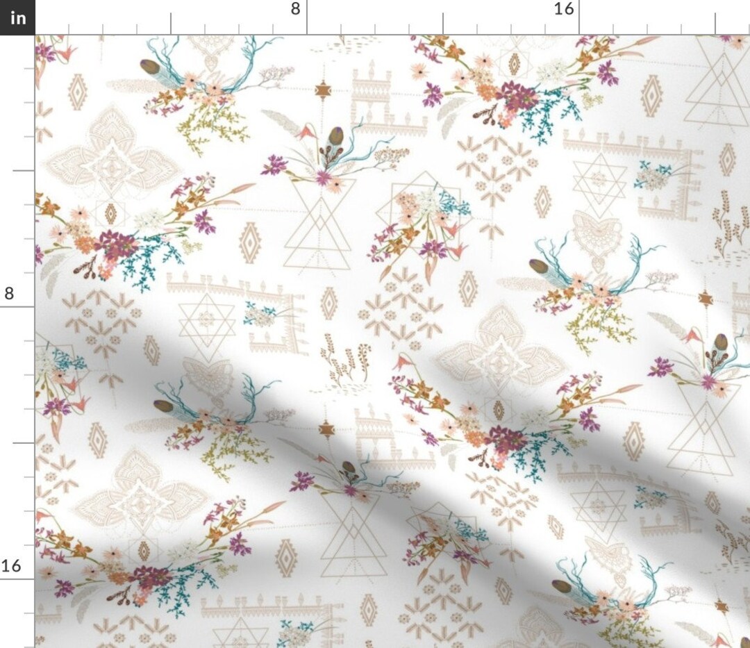 Bohemian Spring Fabric Sheba Hanging Gardens White Small by - Etsy